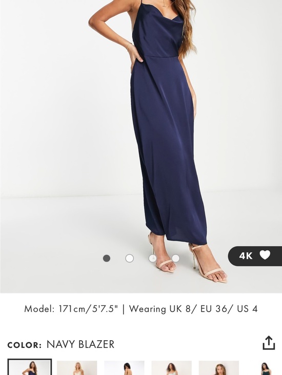 ASOS | Dresses | Asos Vila Satin Cowl Neck Maxi Dress In Navy Blue ...